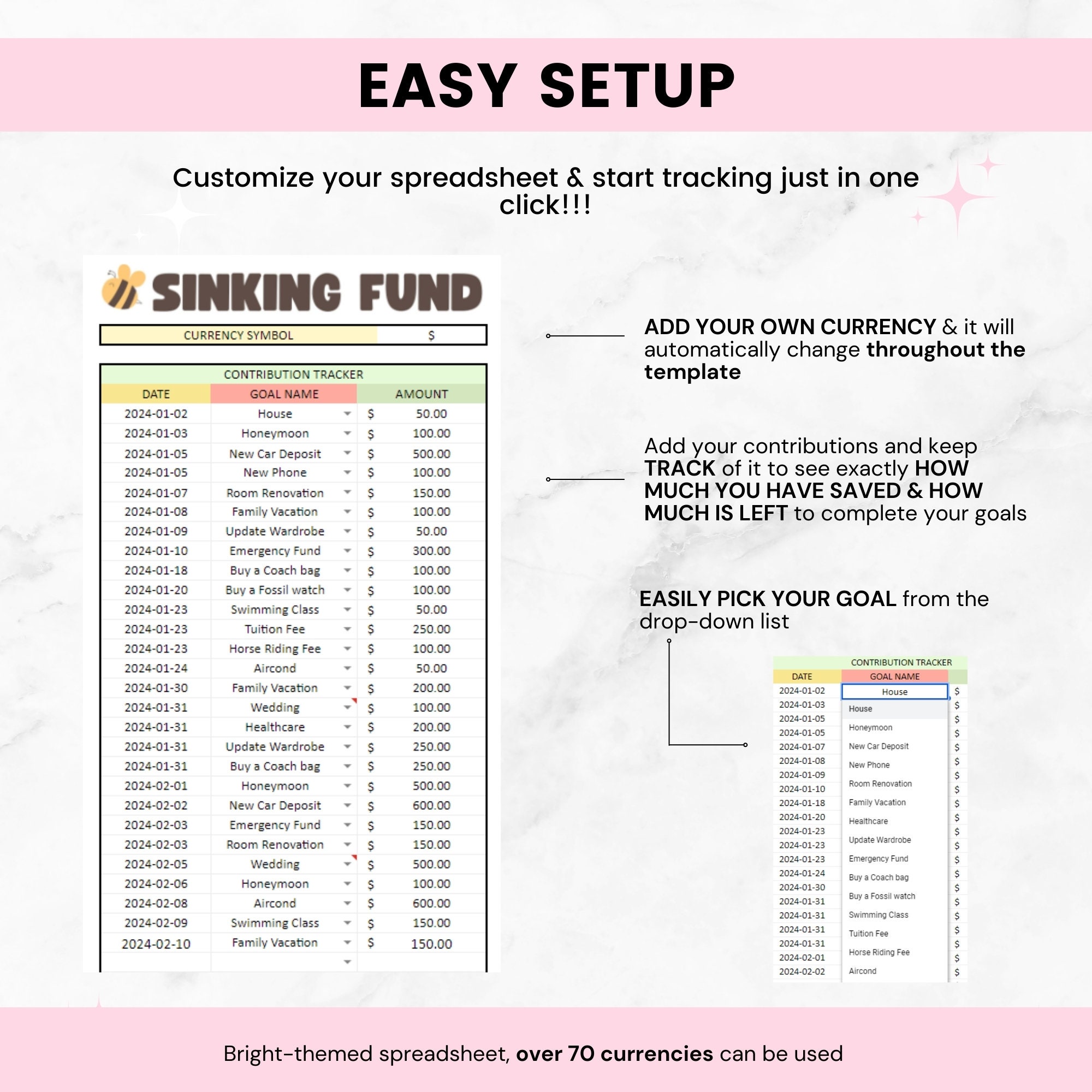 Sinking Funds Tracker Google Sheet Template, Budget Spreadsheet ...