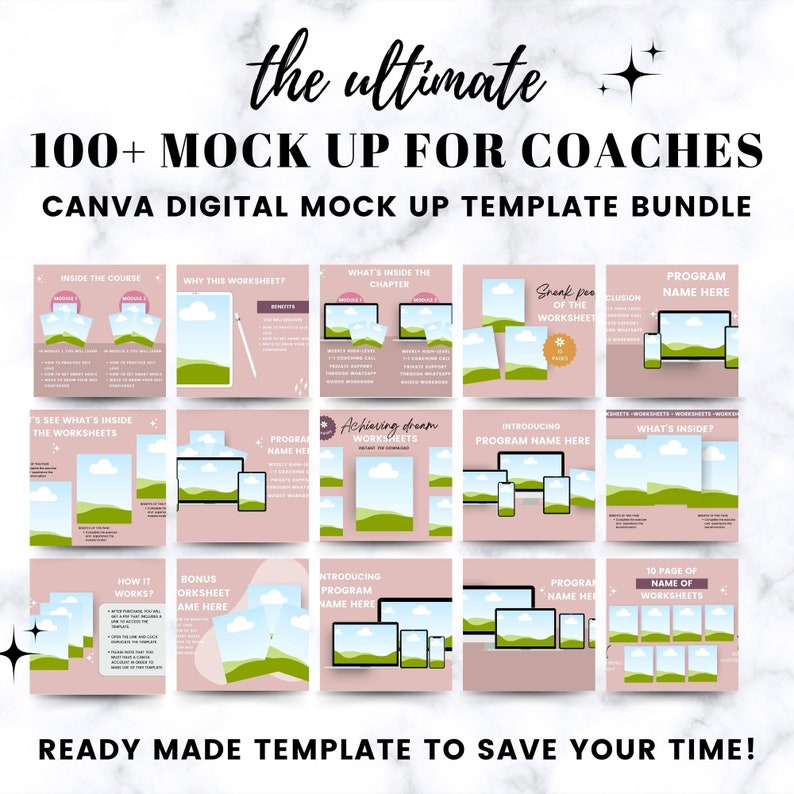 100 Mockup Canva Template for Coaches, Course Creator Mockup, Digital ...