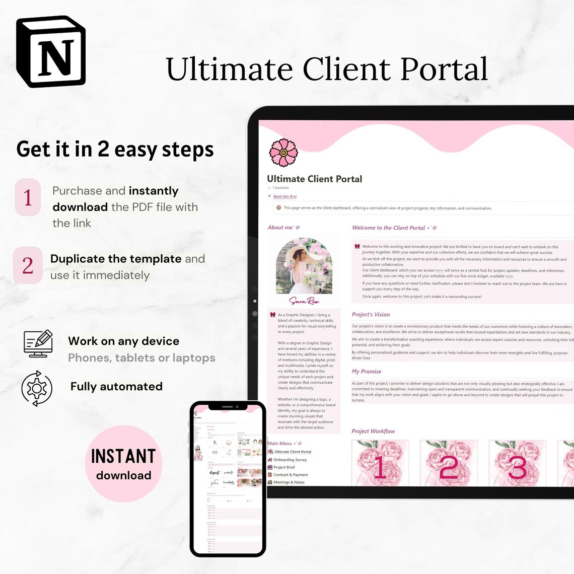 Notion Template Client Portal, Client Dashboard Project Tracker, Client Onboarding, Notion ...