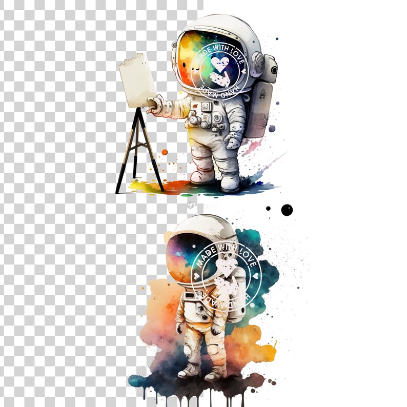 Cute Astronaut Watercolor Clipart, Watercolor Bundle - 8 PNG Files 300 ...