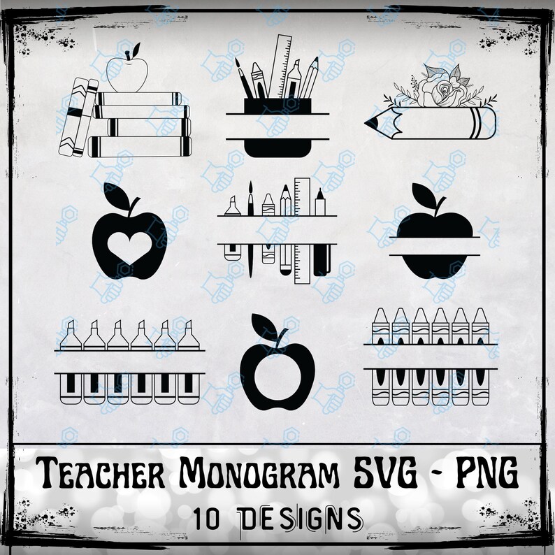 Teacher Monogram Svg - School Monogram Bundle / Teacher Shirt Svg, Back ...