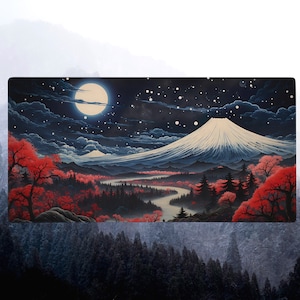 Japanese Desk Mat Snowy Mount Fuji XXL Mousepad Desks Pad XL Gaming ...