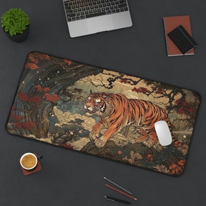 Gothic Desk Mat Japanese Tiger Art Harajuku Otaku Fantasy Computer ...