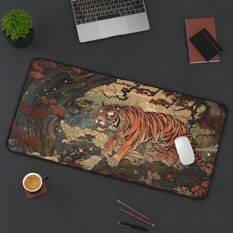 Gothic Desk Mat Japanese Tiger Art Harajuku Otaku Fantasy Computer ...