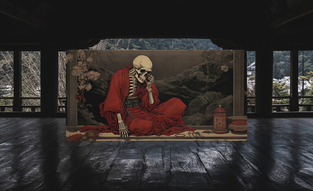 Gothic Desk Mat Japanese Skeleton Monk XXL Mousepad Goth Skulls Large ...