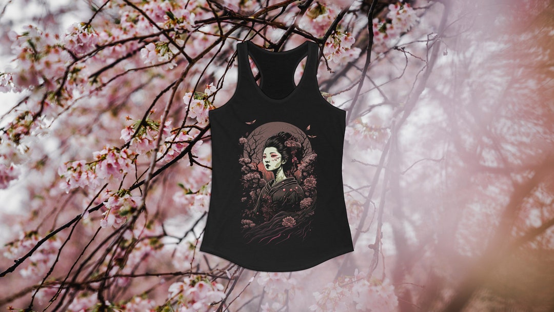 Goth Top Racerback Tank Beautiful Geisha Otaku Shirt Spooky Halloween ...