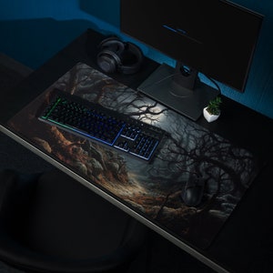 Goth Desk Mat Haunted Forest Gothic XXL Mousepad Desks Pad XL Gaming ...