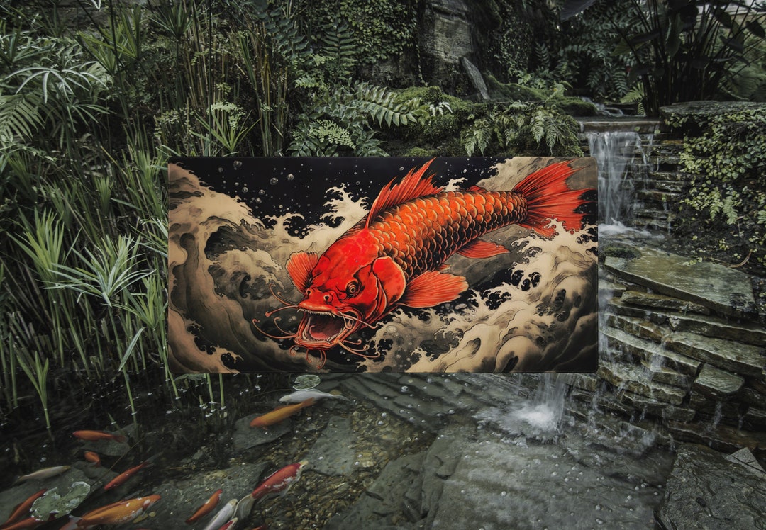 Japanese Desk Mat Vicious Koi Fish XXL Mousepad Dark Sea Large Desks ...