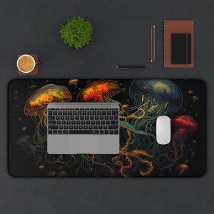 Dark Academia Gothic Desks Mat Japanese Jellyfish Art Otaku Pads Goth ...