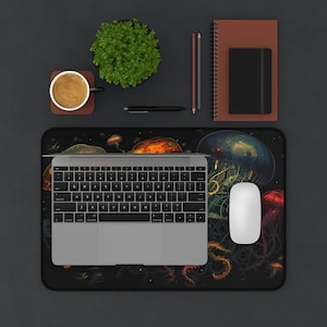 Dark Academia Gothic Desks Mat Japanese Jellyfish Art Otaku Pads Goth ...