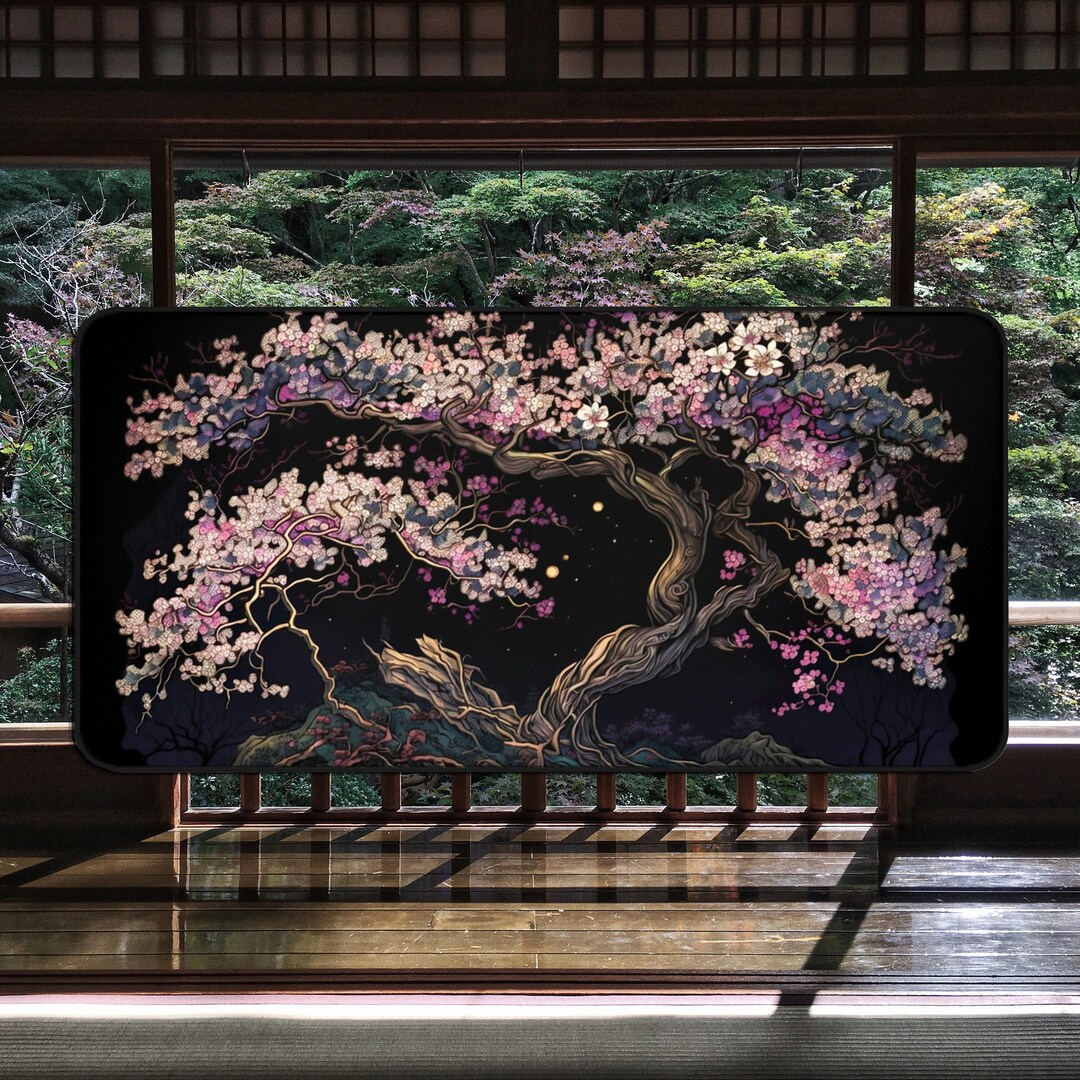 Gothic Desk Mat Japanese Cherry Blossoms Tree Goth Art Harajuku Otaku ...