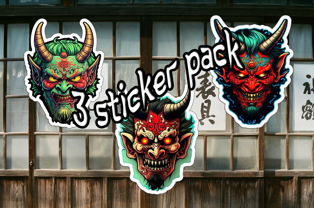 Vinyl Sticker 3 Pack Oni Demon Japanese Mask Skateboard Decal - Etsy