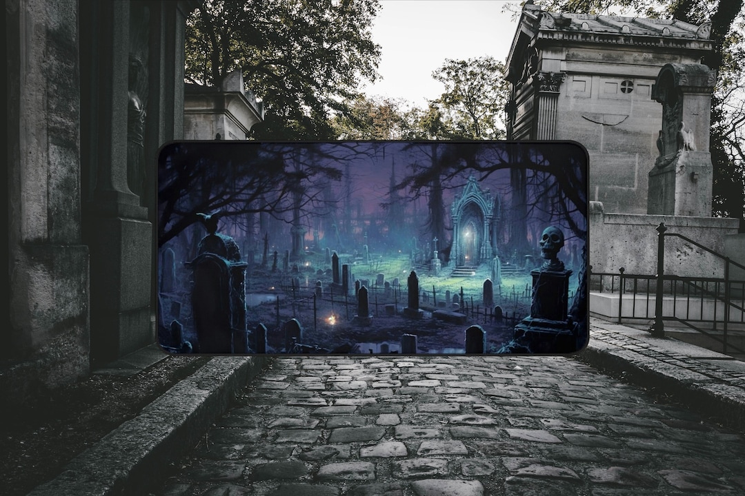 Gothic Desk Mat Graveyard at Twilight XXL Mousepad Desks Pad XL Mats ...