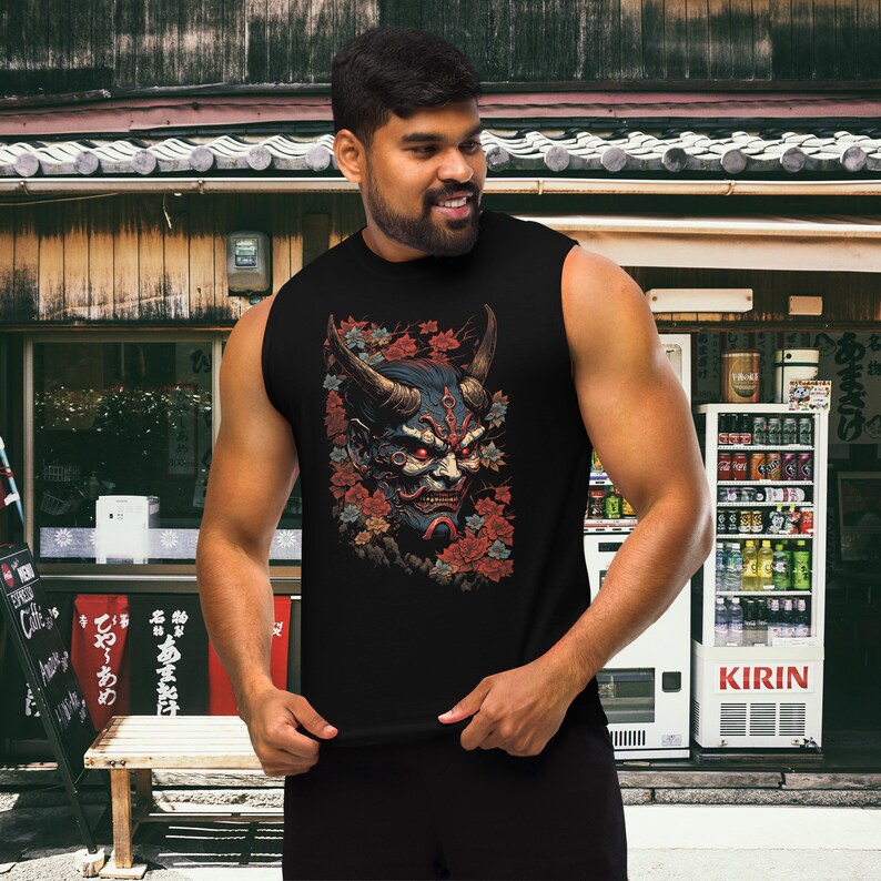 Goth Muscle Shirt Oni Mask Demon Japanese Art Gothic Fashion - Etsy