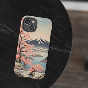 IPhone 15 Case, Mount Fuji With Cherry Blossom, Aesthetic Phone Cover ...