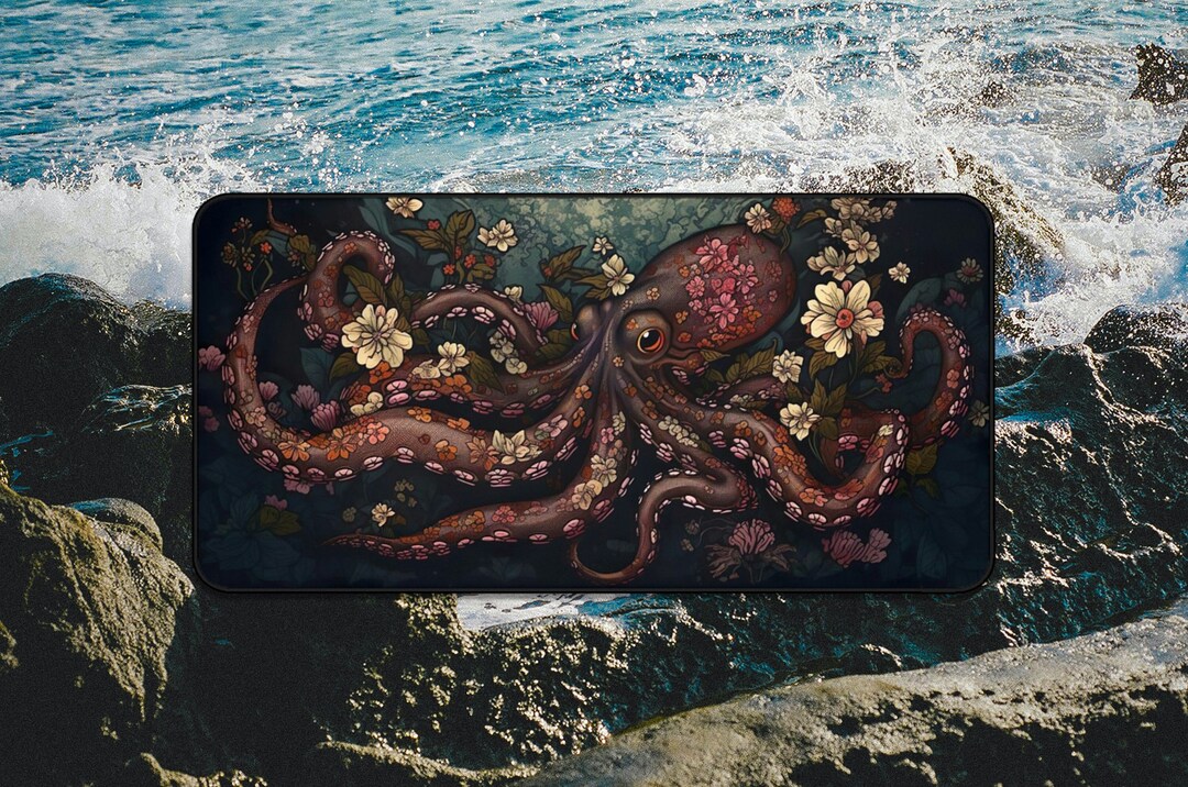Dark Academia Gothic Desks Mat Japanese Octopus Art Otaku Pads Goth ...