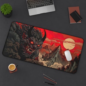 Japanese Gothic Desk Mat Bloodthirsty Oni Demon Dark Fantasy XXL ...