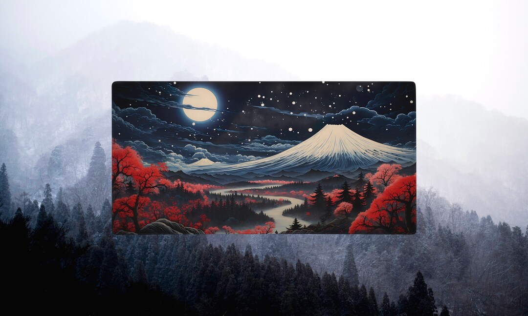 Japanese Desk Mat Snowy Mount Fuji XXL Mousepad Desks Pad XL Gaming ...
