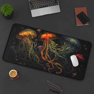 Dark Academia Gothic Desks Mat Japanese Jellyfish Art Otaku Pads Goth ...