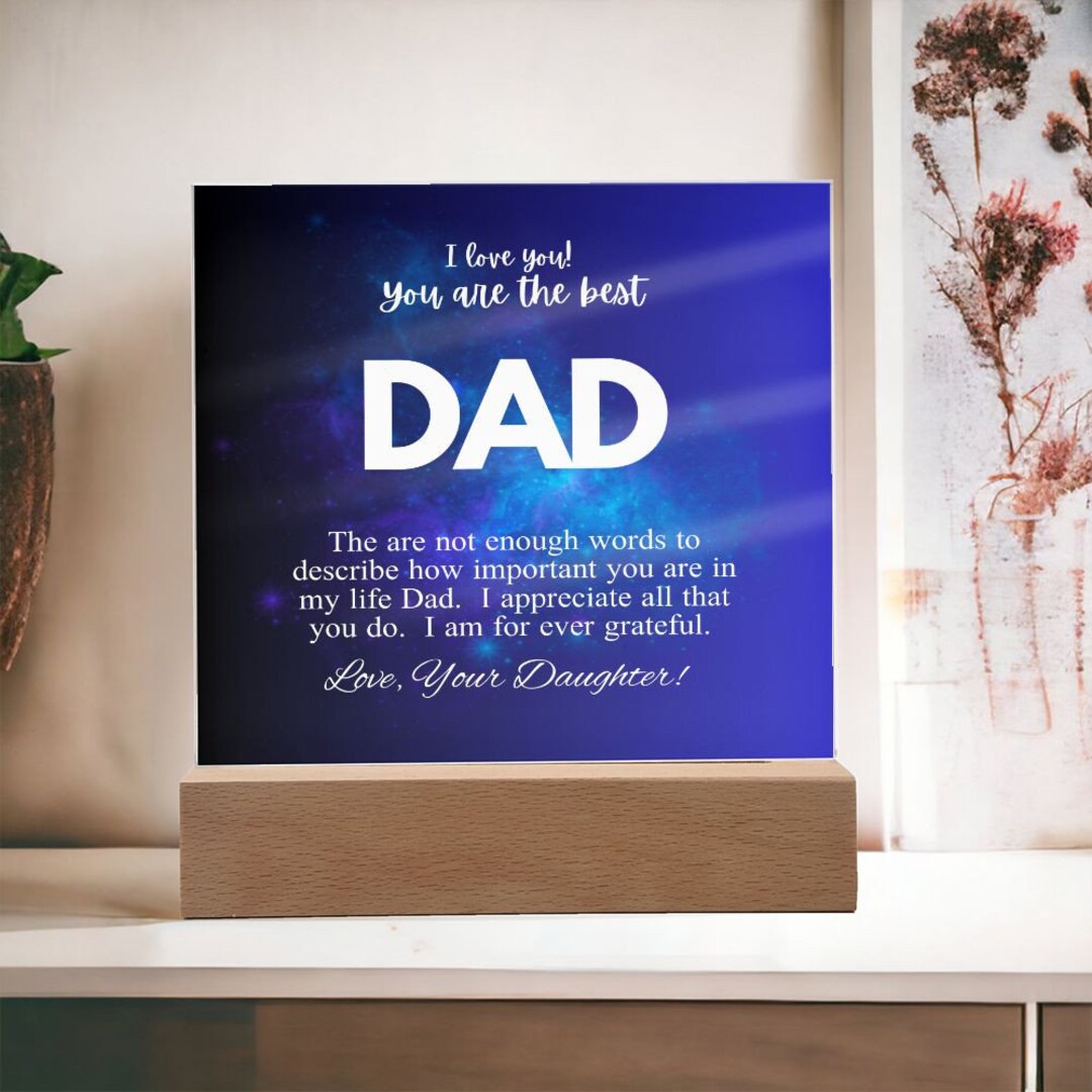 Personalized Acrylic Plaque for Dad: Engraved Wooden Base - Etsy
