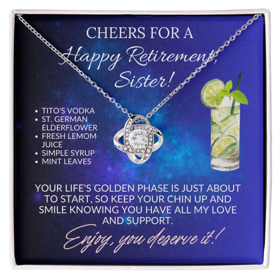 Retirement Gift Necklace: Love Knot Pendant, Cubic Zirconia - Etsy