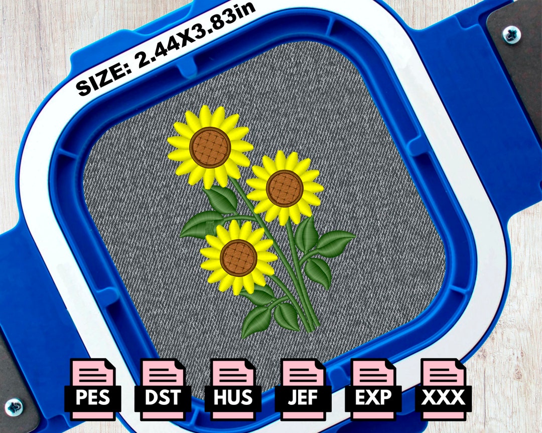 Sunflower Embroidery Machine File | 2.44x3.83in for Ricoma, Brother ...