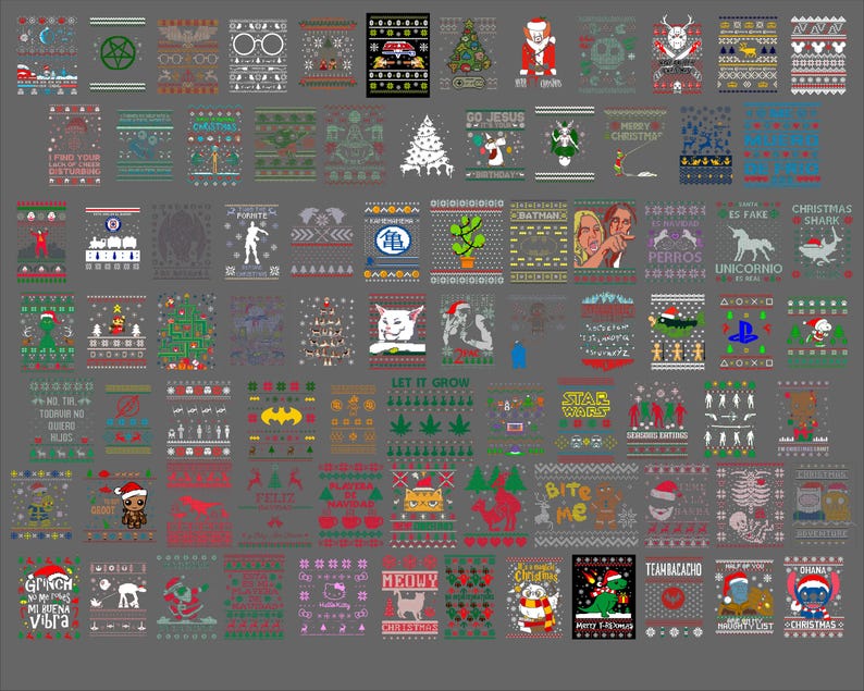 Ugly Sweater PNG Design Bundle, Christmas T-shirt Designs for DTF, DTG ...