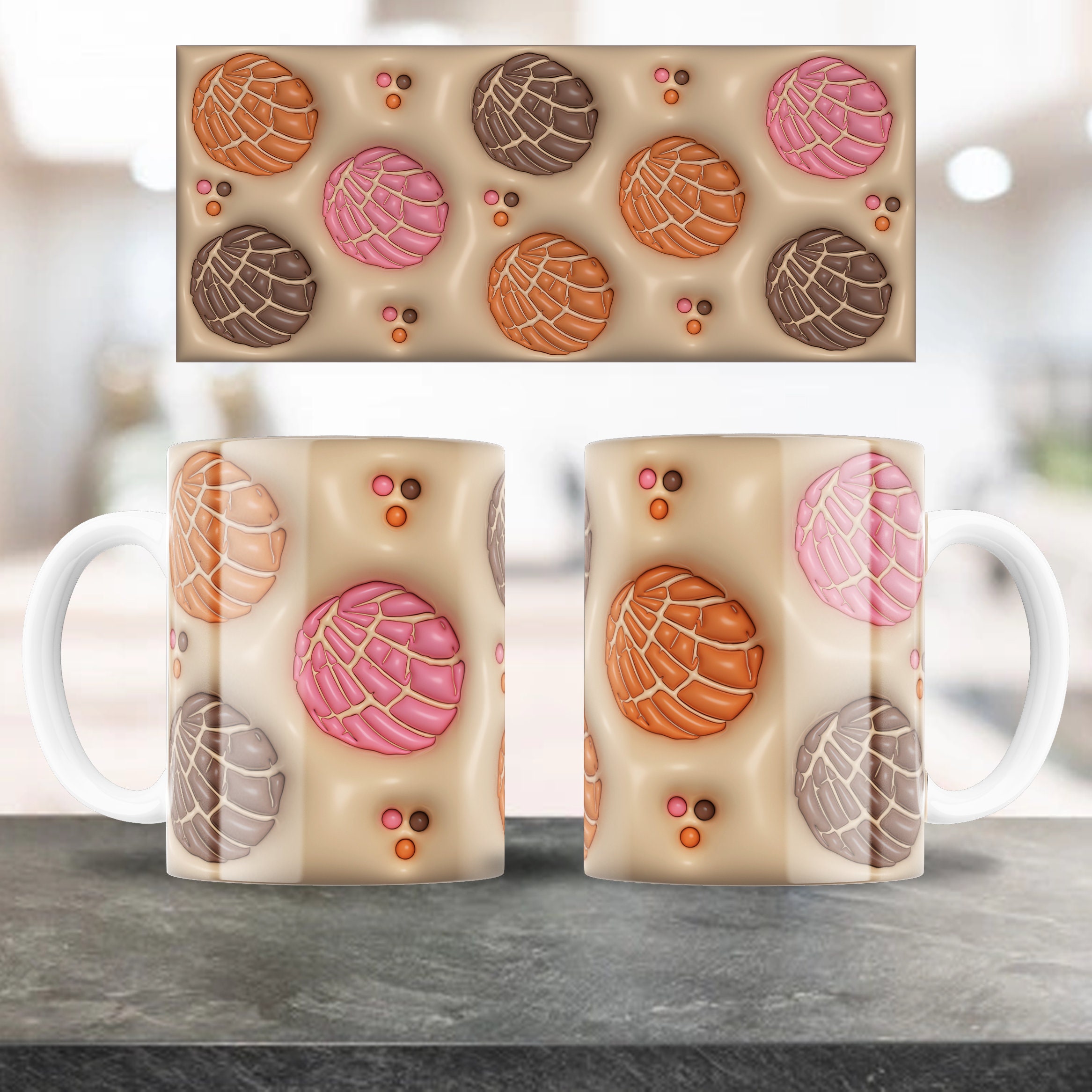 Inflated Conchas Mug Design, Sublimation Design for 12 & 15 Oz Coffee ...