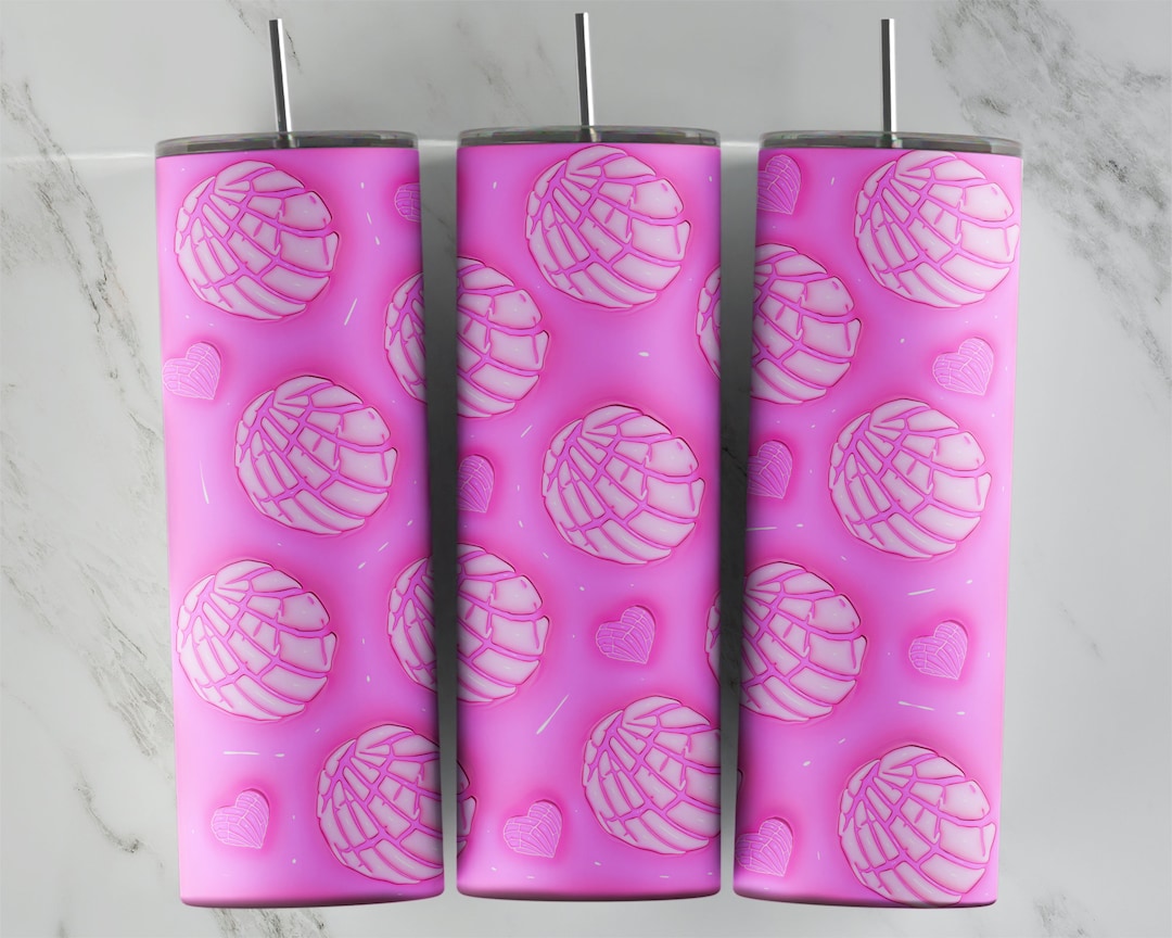 20oz Pink 3D Conchas Tumbler Wrap, Sublimation Design for 20oz Skinny ...