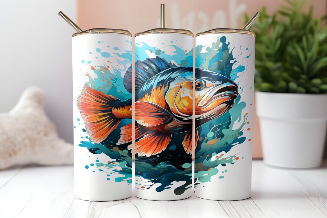 Bass Fish Tumbler Design, Sublimation Design for 20oz Skinny Tumblers ...