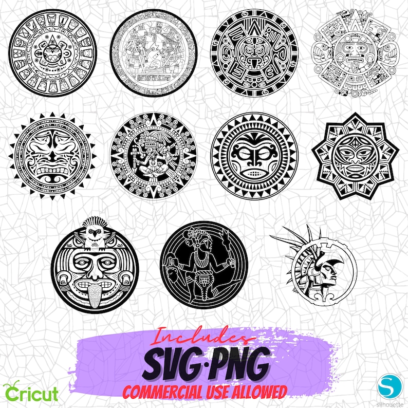 Aztec Calendar Svg Design, PNG Clipart Files, Sublimation Designs ...