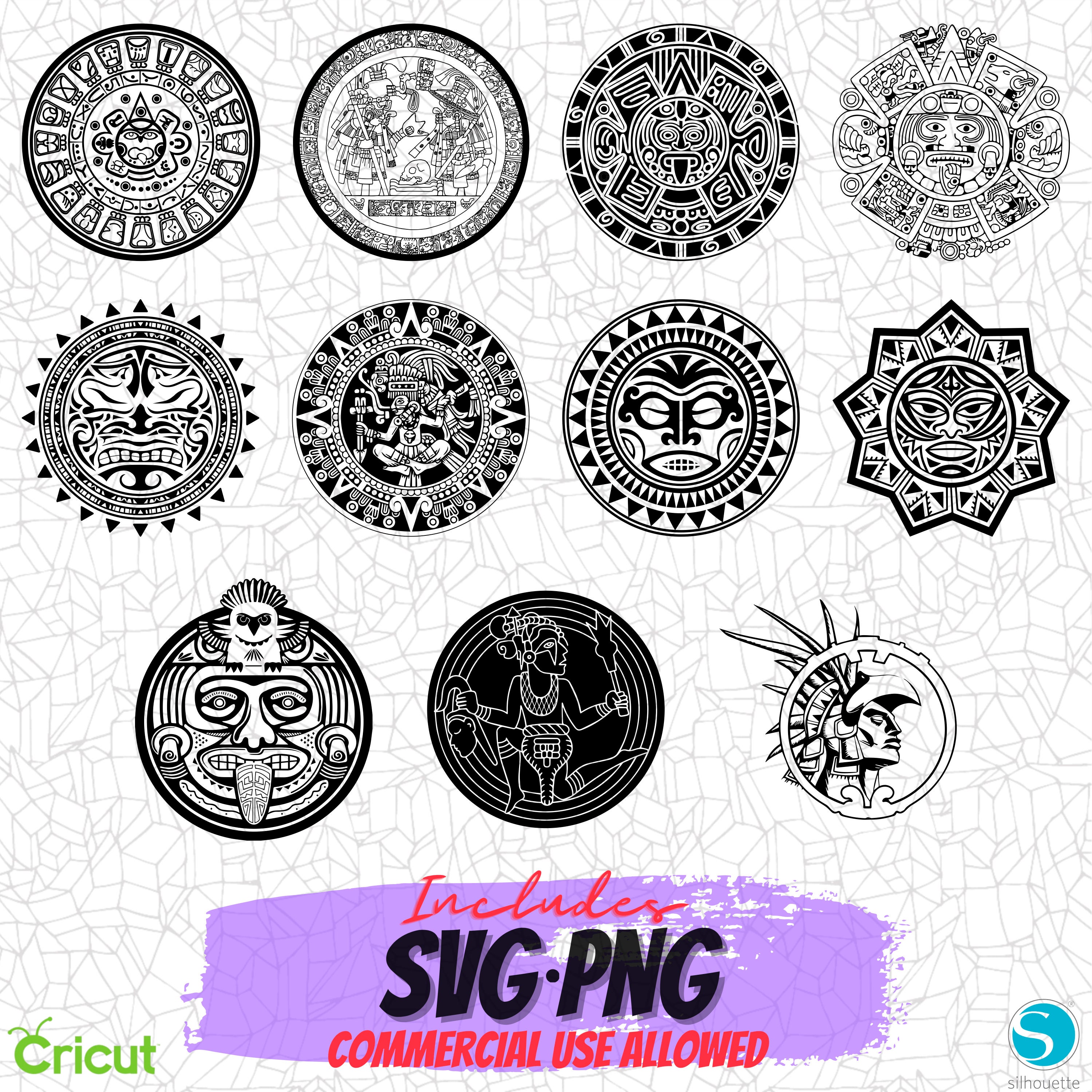 Aztec Calendar Svg Design, PNG Clipart Files, Sublimation Designs ...