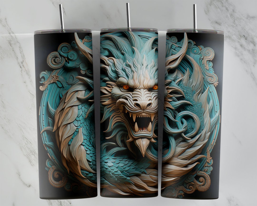 Chinese Dragon Sublimation Design for 20oz Skinny Tumblers, Tumbler PNG ...