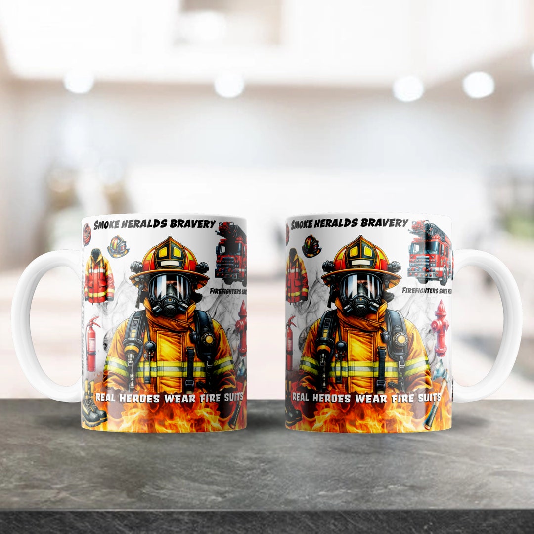 Firefighter PNG for 12oz & 15oz Coffee Mugs - Sublimation Fireman ...