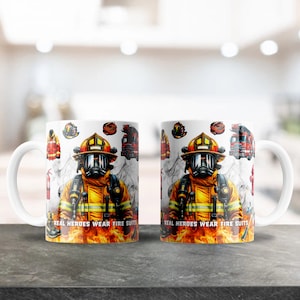 Firefighter PNG for 12oz & 15oz Coffee Mugs - Sublimation Fireman ...
