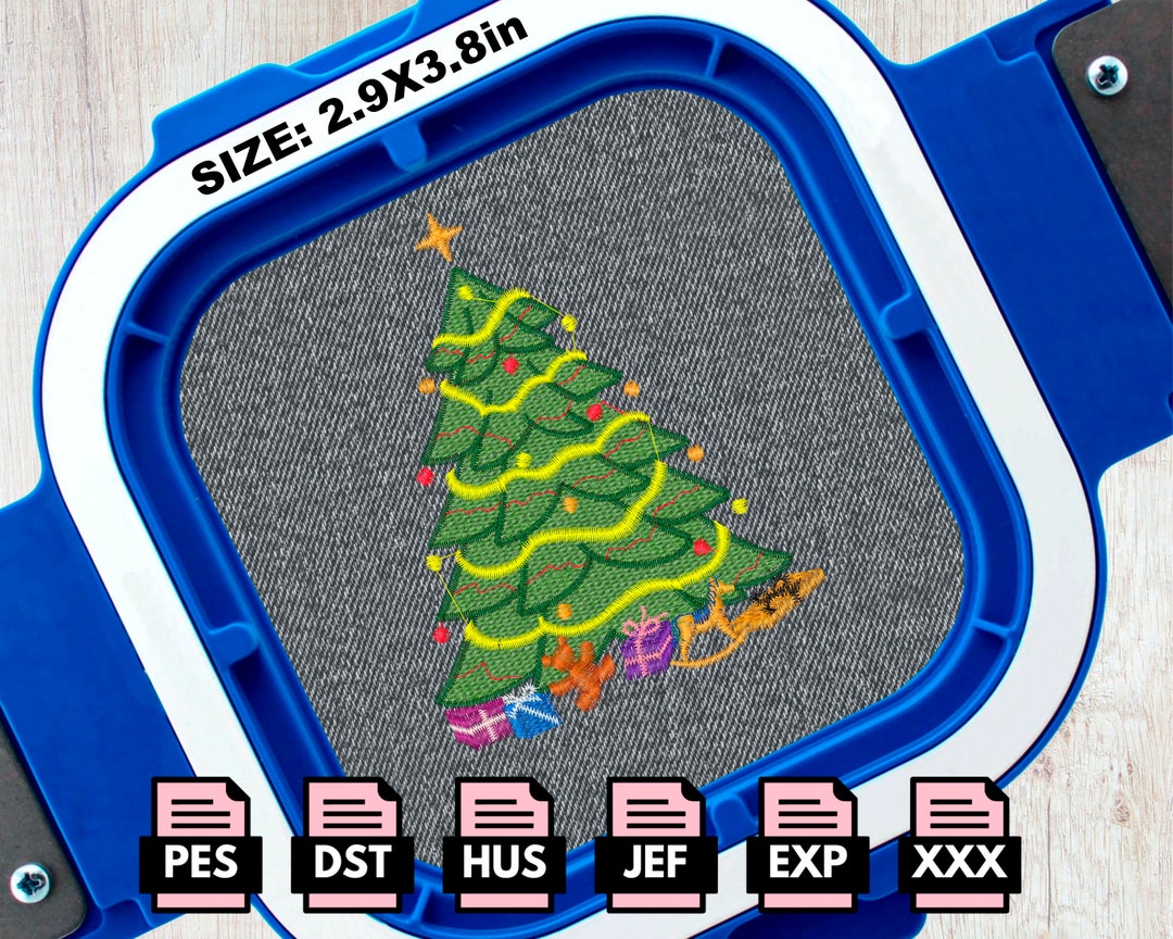 Christmas Tree Embroidery Machine File | 2.9x3.8in PES, DST Formats ...