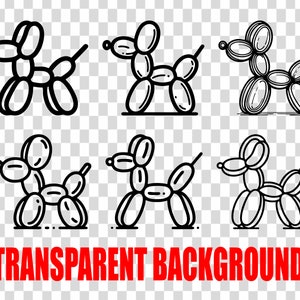 Balloon Animal Dog SVG Bundle Fun Balloon Dog Clipart for Crafts PNG ...