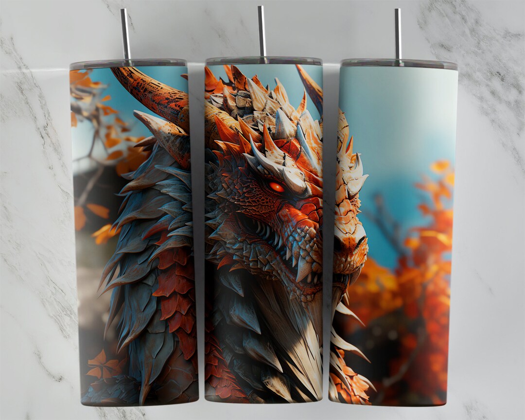 Dragon Sublimation Design for 20oz Skinny Tumblers, Tumbler PNG Designs ...