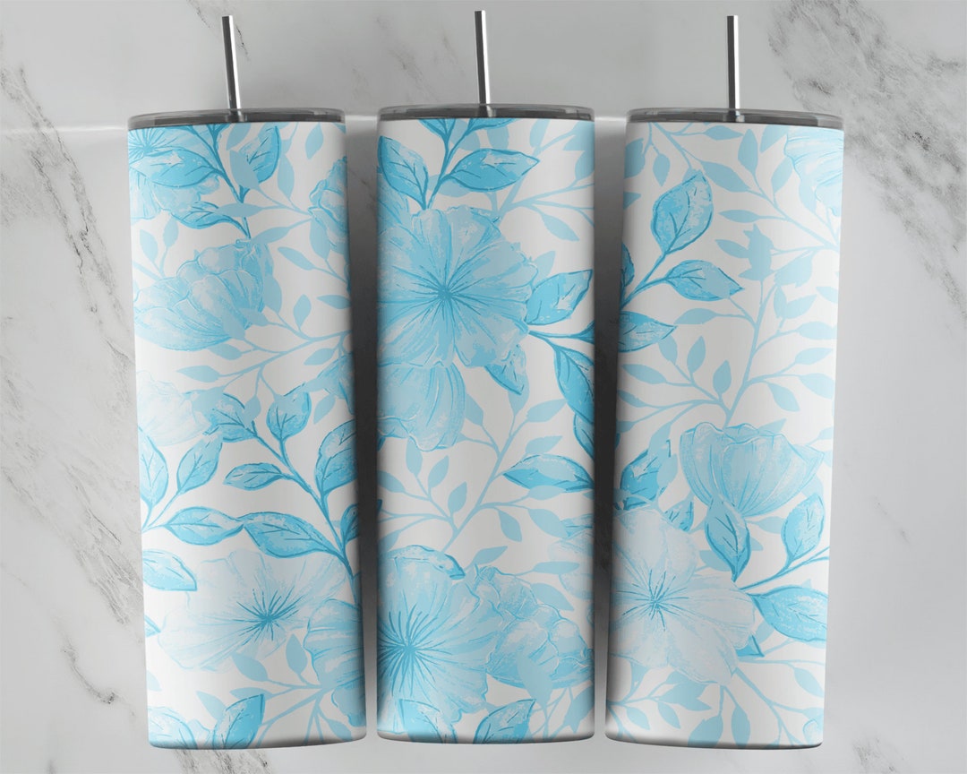 Blue Watercolor Tumbler Design, for 20oz Skinny Cups, Vinyl Wrap ...