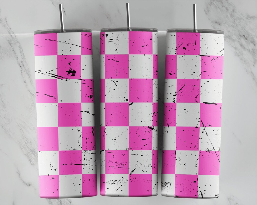 Pink Checkered Flag Tumbler Design, Sublimation Design for 20oz Skinny ...