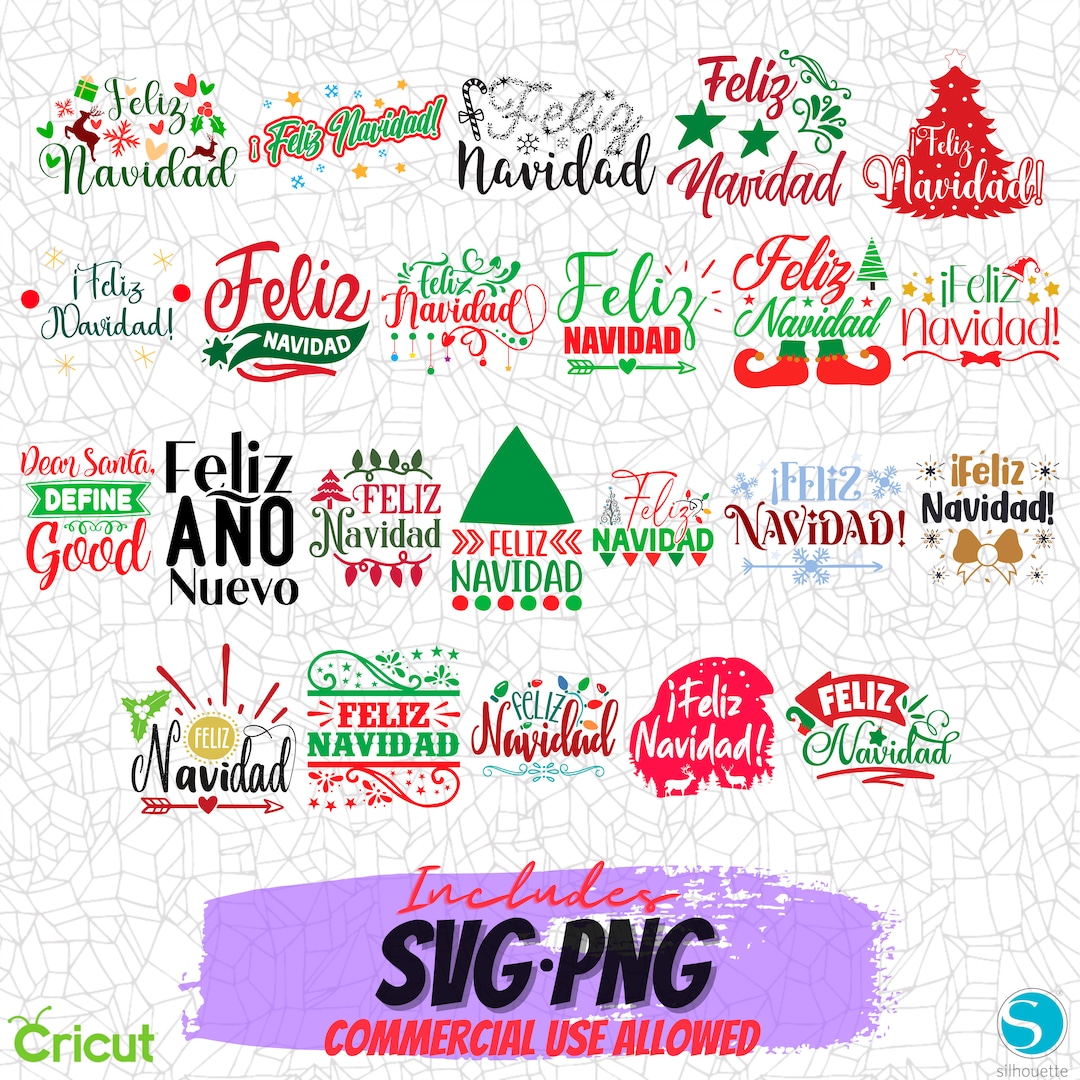 Feliz Navidad Svg Design Bundle, PNG Clipart Files, Sublimation Designs ...