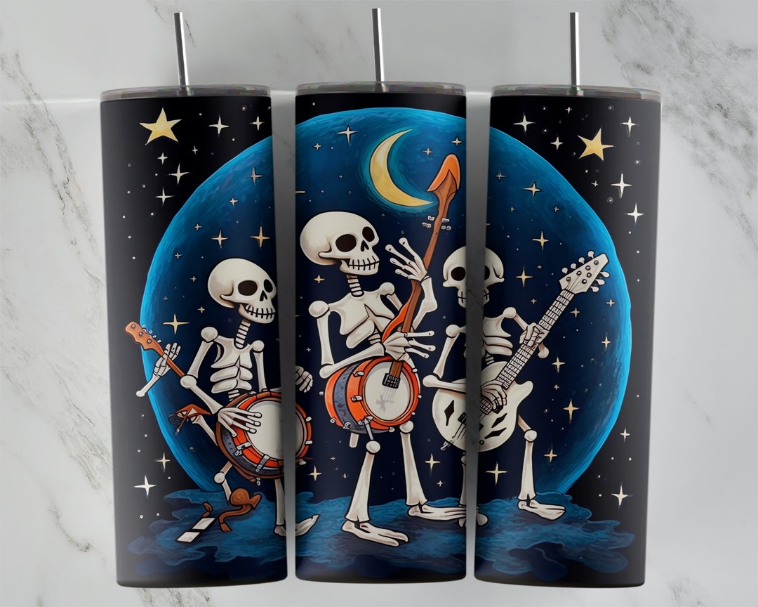 Skeleton Band Sublimation Design for 20oz Skinny Tumblers, Tumbler PNG ...
