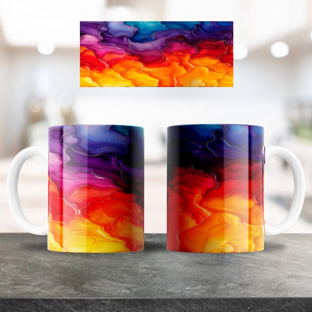 Abstract Mug Design, Colorful Sublimation Design for 12 & 15oz Coffee ...