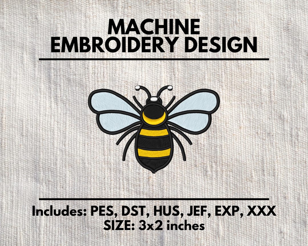 Bee Embroidery Design, Cute Pes Files, DST Embroidery Designs - Etsy