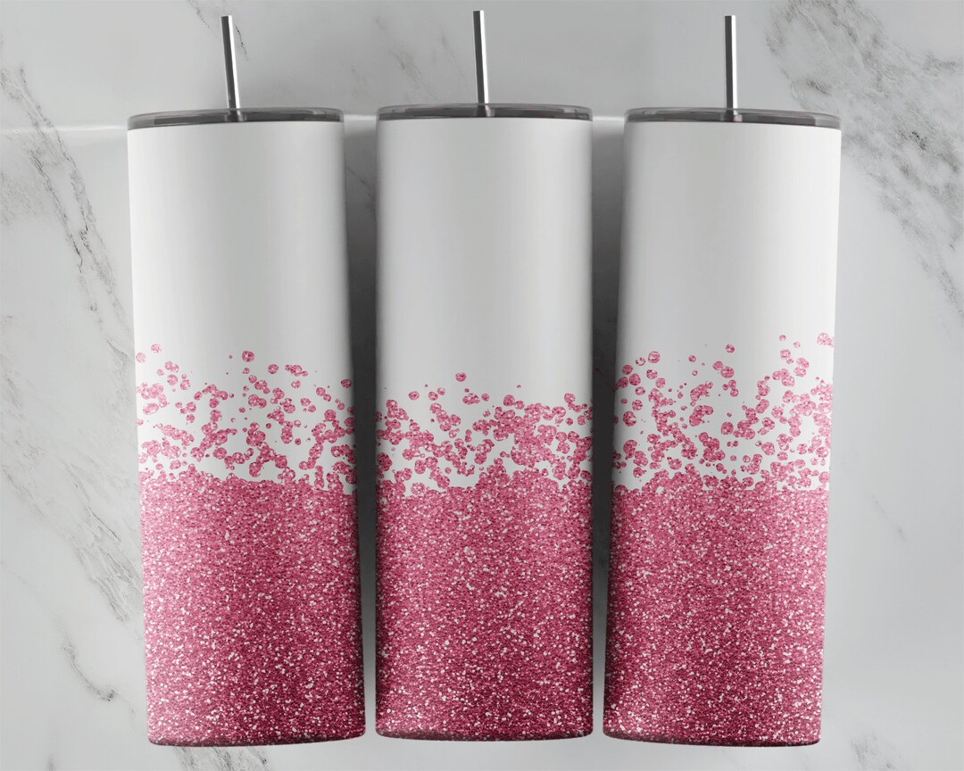 Pink Glitter Sublimation Design, for 20oz Skinny Tumbler, Vinyl Wrap ...