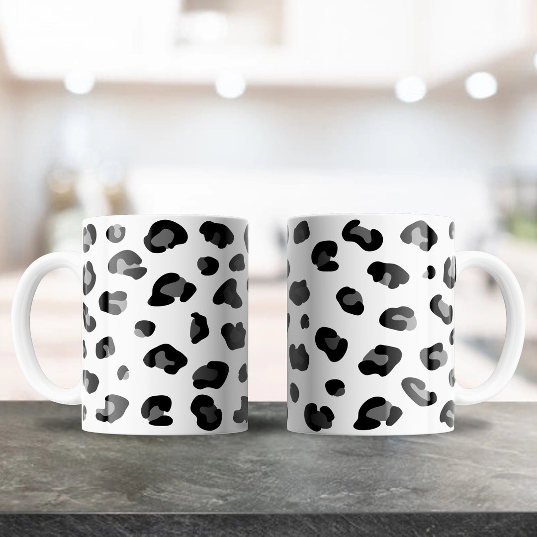 Cheetah Mug Design, Gray Animal Pattern, Cute Sublimation Wrap, Coffee ...