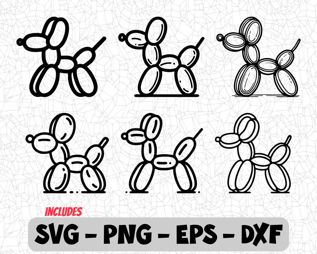 Balloon Animal Dog SVG Bundle | Fun Balloon Dog Clipart for Crafts ...