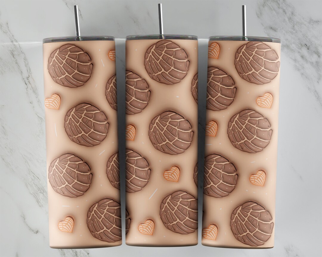 20oz Chocolate 3D Conchas Tumbler Wrap, Sublimation Design for Skinny ...