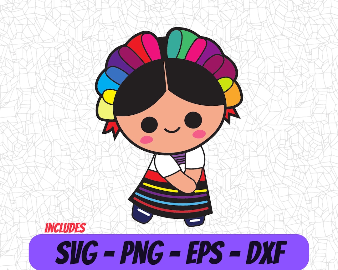 Colorful Traditional Mexican Doll SVG | Cute Cultural Clipart PNG ...