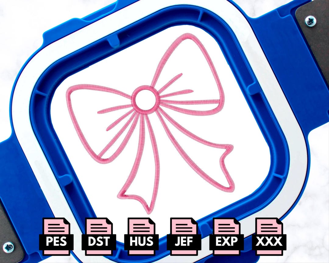 Applique Bow Embroidery Machine File | 5x4.65in for Ricoma, Brother ...
